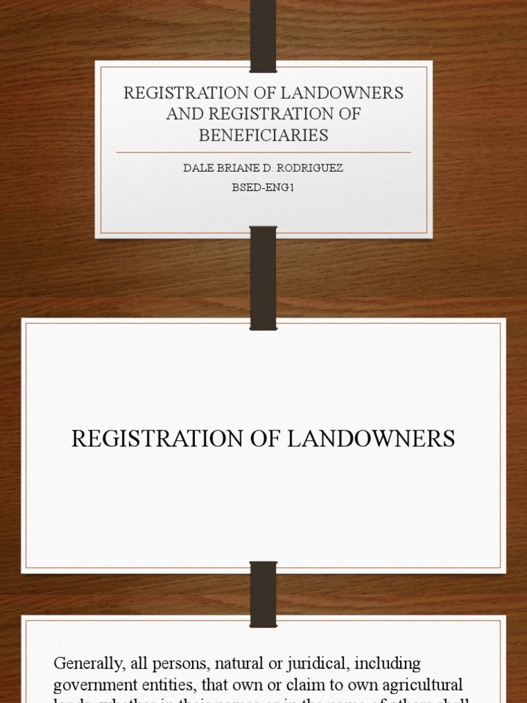 Landowners and Beneficiaries Registration Guide | PDF