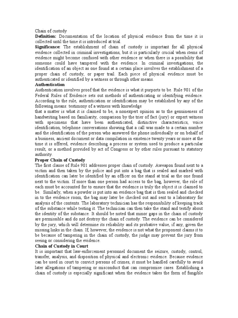 Chain of Custody | PDF | Daubert Standard | Forensic Science
