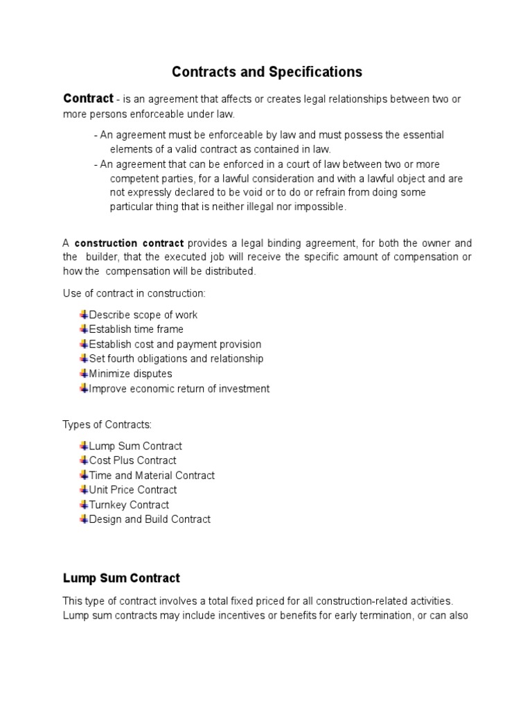 Contracts and Specifications | Download Free PDF | Employment | Private Law