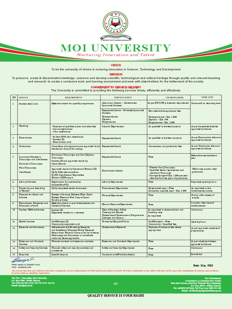 Moi University Fee Structure Overview | PDF | Postgraduate Education ...