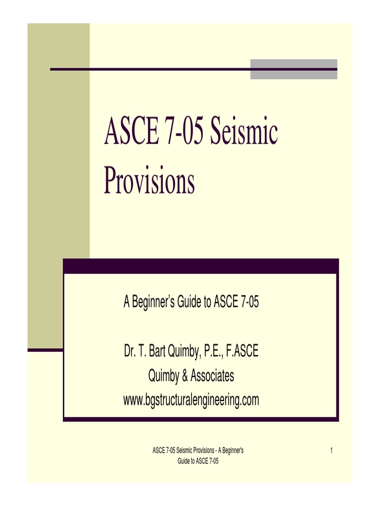 Asce 7 05 Seismic Provisions PDF Free | PDF | Earthquake Engineering | Earthquakes