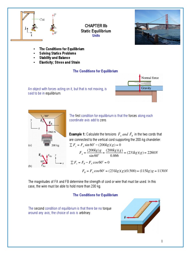 Static Equilibrium Concepts | PDF | Elasticity (Physics) | Young's Modulus