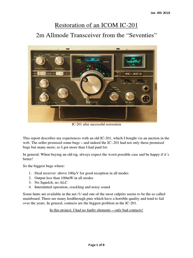 IC-201 Restoration DL7MAJ 2018 | PDF | Electrical Connector | Computer ...