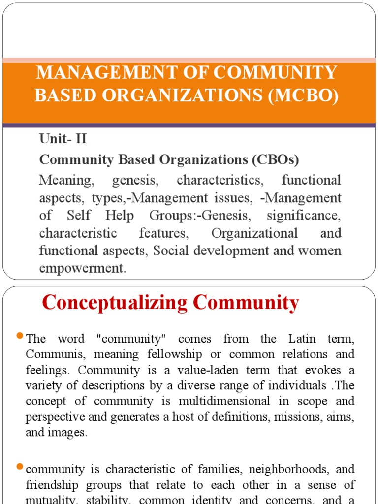 Management of Community Based Organizations (Mcbo) | Download Free PDF ...