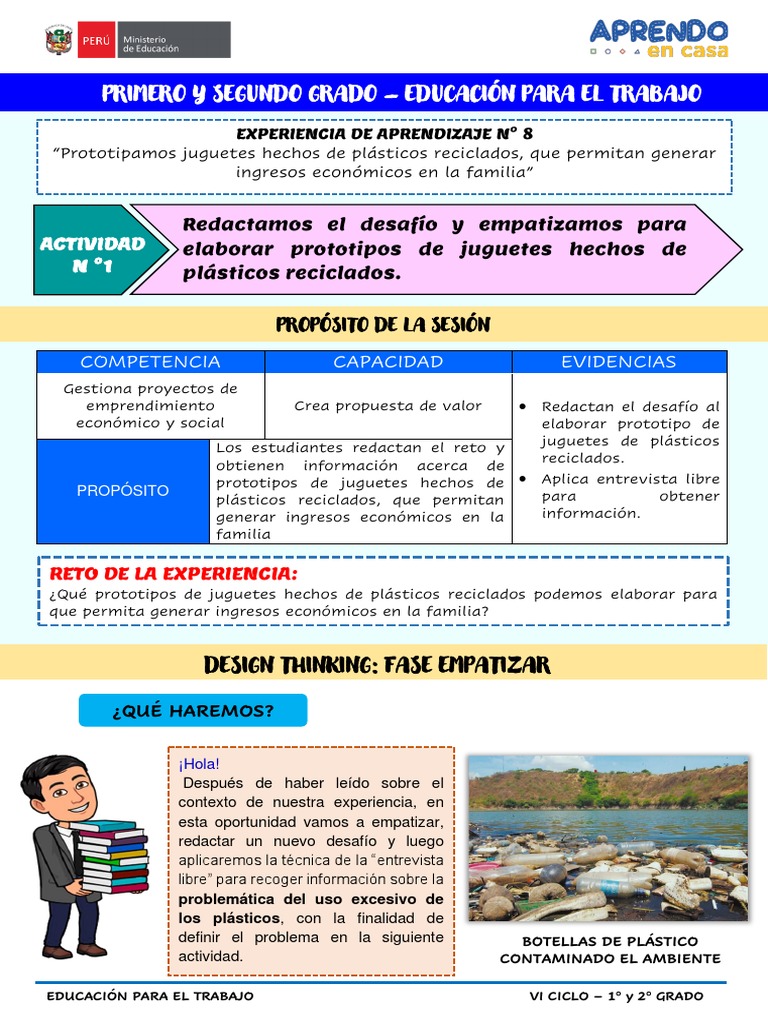 Viii Experiencia De Aprendizaje Act 1 1 Y 2 Grado Pdf El Plastico