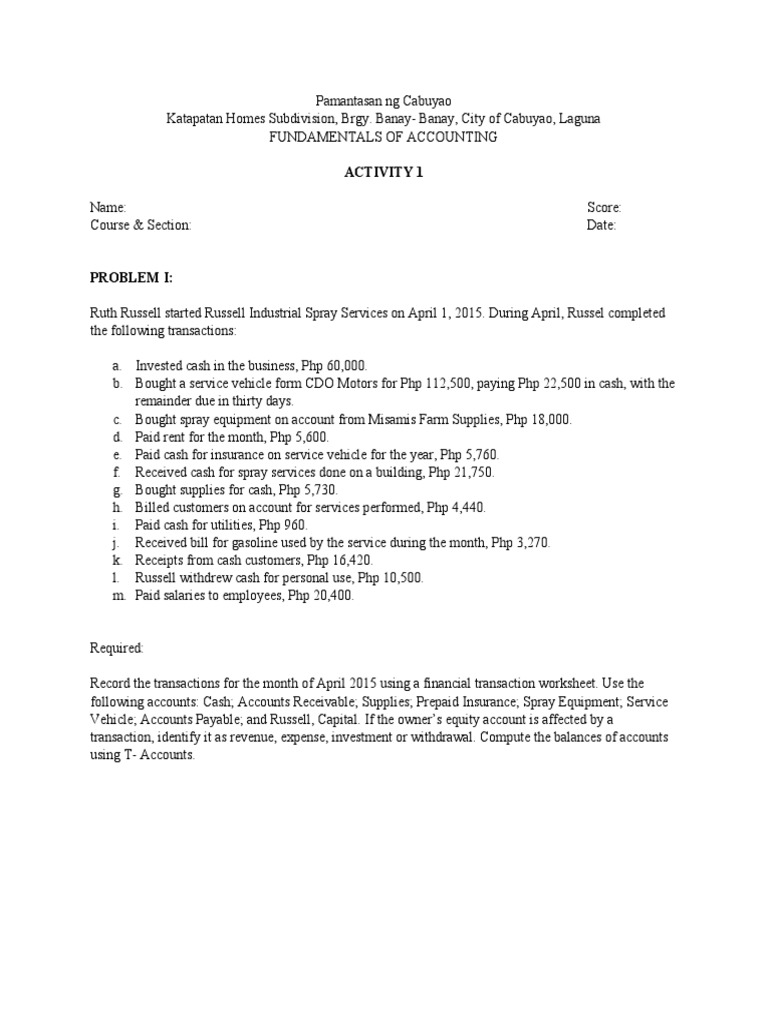 Financial Worksheet | PDF | Debits And Credits | Equity (Finance)