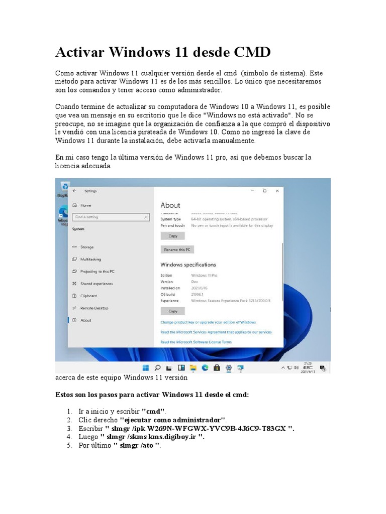 Activar Windows 11 Desde CMD | PDF | Microsoft Windows | Windows 10