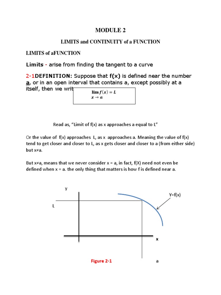 Module 2 Limits And Continuity Pdf Continuous Function Function Mathematics