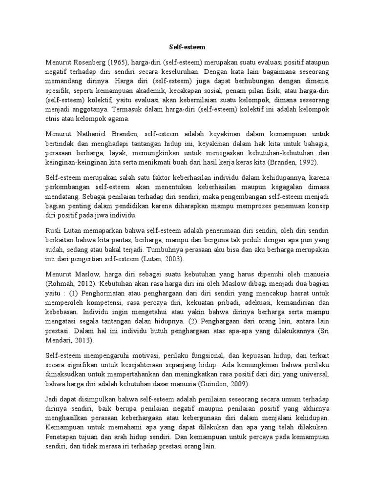 Self Esteem | PDF