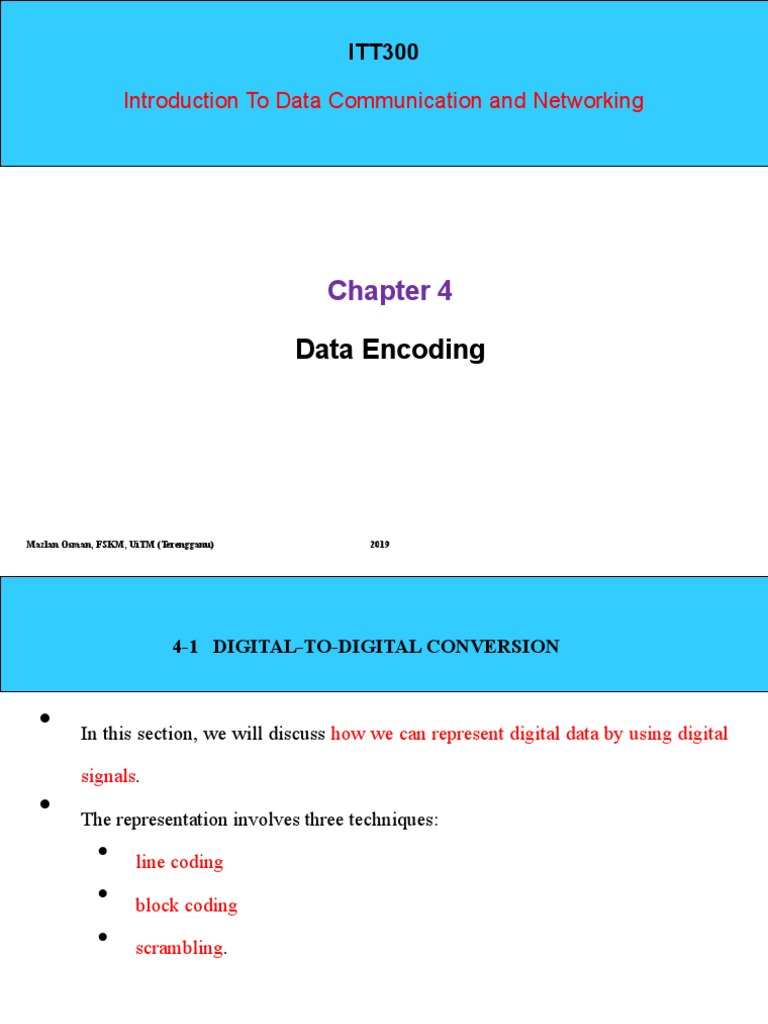 Data Encoding: Introduction To Data Communication and Networking | PDF | Modulation ...