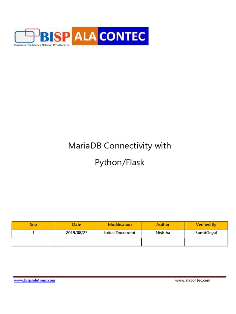 Mariadb Connectivity With Pythonflask Pdf My Sql Web Application 