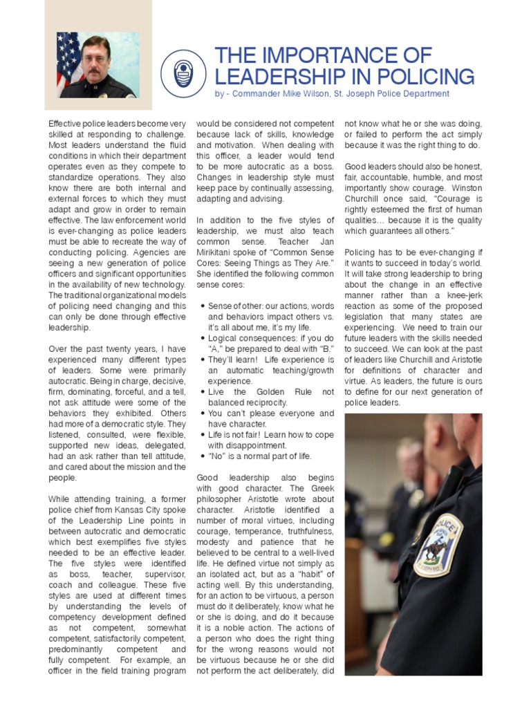 The Importance of Leadership in Policing | PDF | Leadership | Virtue