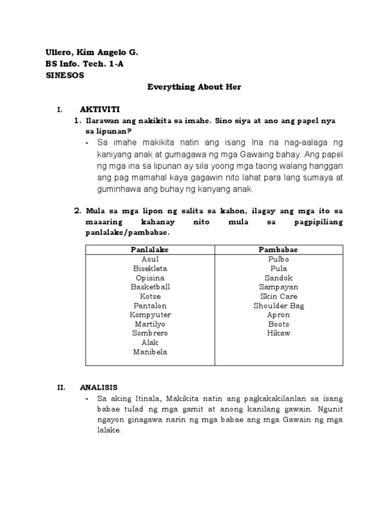 Ullero, Kim Angelo (Everything About Her) | PDF