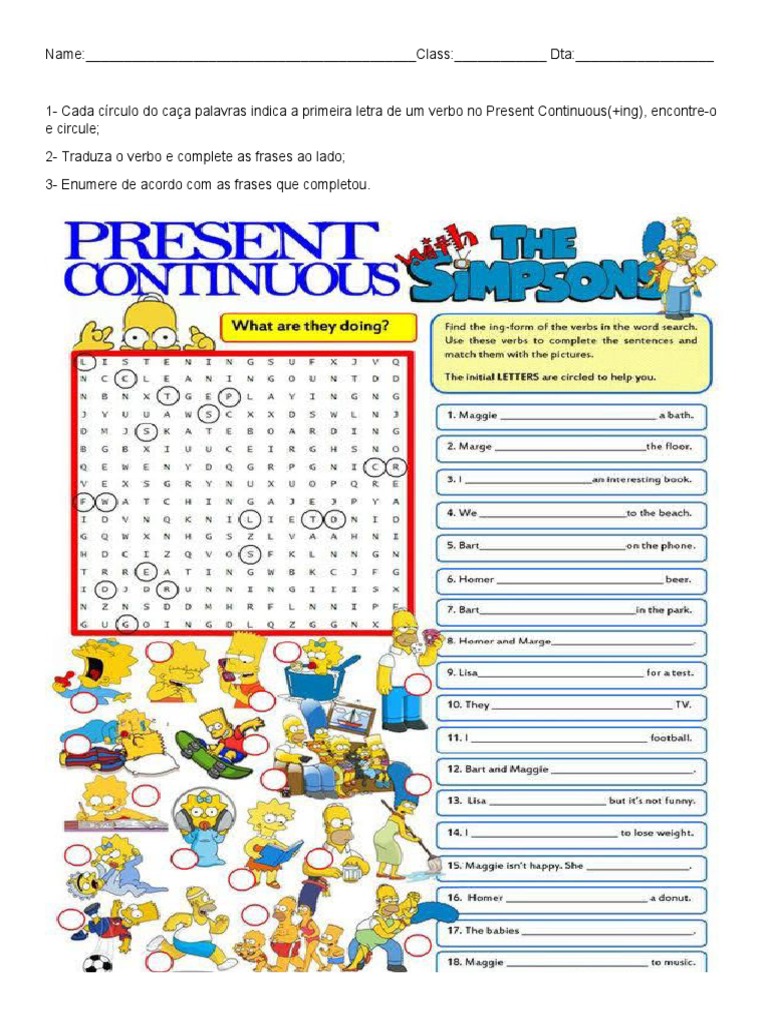 Atividades de Present Continuous 6º Ano | PDF