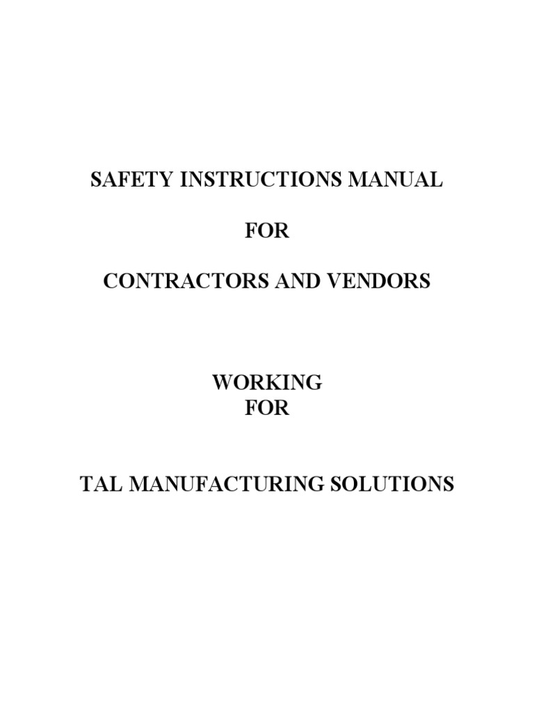 Safety Instructions Manual FOR Contractors and Vendors | PDF | Welding ...