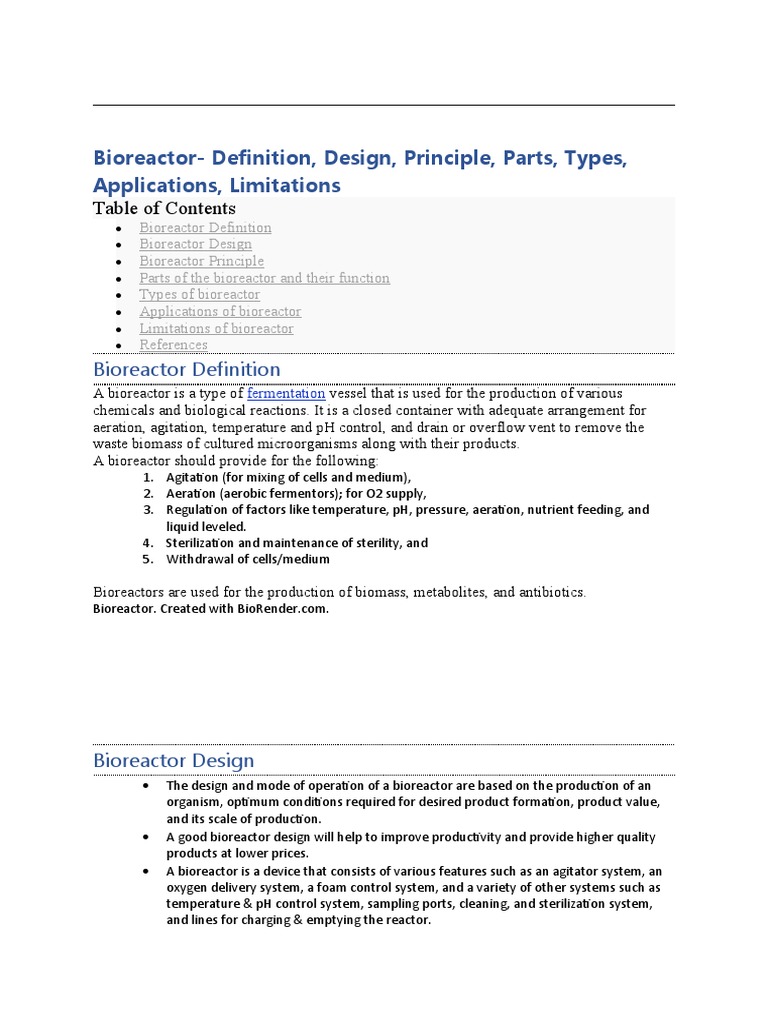 Bioreactor-Definition, Design, Principle, Parts, Types, Applications ...