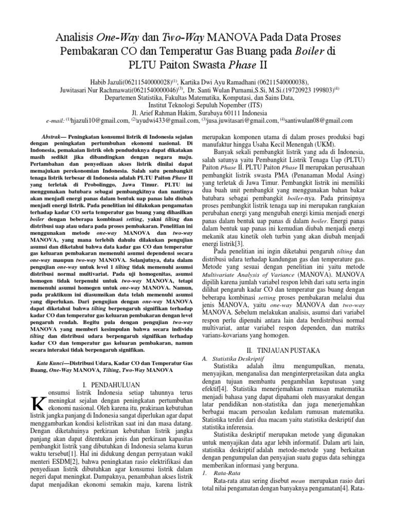 Analisis One Way Dan Two Way MANOVA Pada | PDF