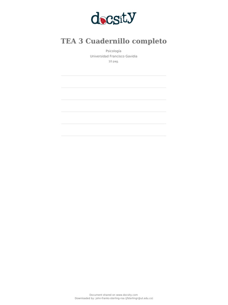 Psicología UFG: Cuadernillo TEA 3 | PDF | Social Science