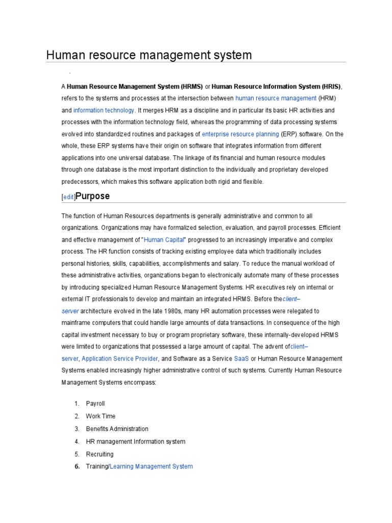 Human Resource Management System | PDF | Employment | Economies