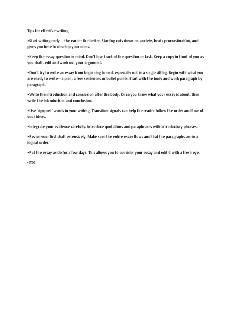 Effective Writing Tips for Essays | PDF | Self-Improvement