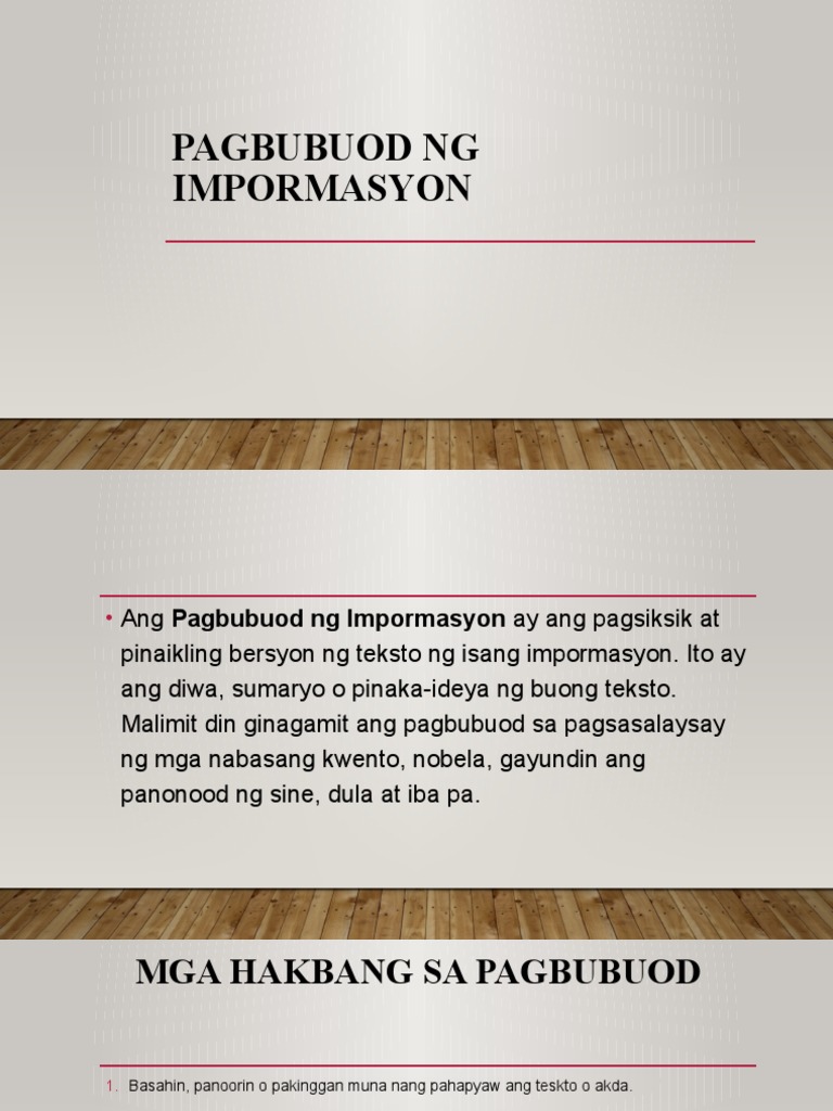 Pagbubuod NG Impormasyon | PDF