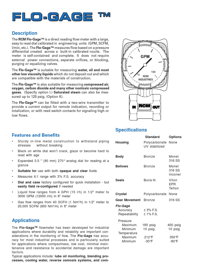 RCM Flow Meter3 | PDF | Flow Measurement | Switch