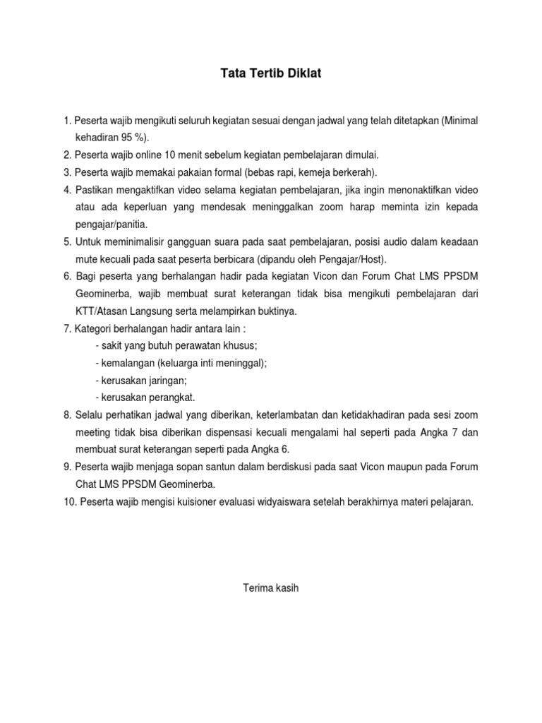 Tata Tertib Diklat | PDF | Karier & Perkembangan | Komputer