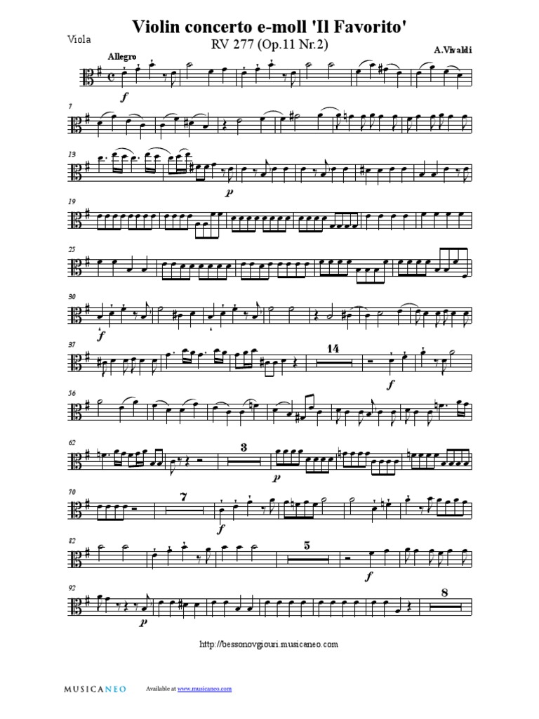 Va Vivaldi A. Violin Concerto E - Moll 'Il Favorito' | PDF | Musique ...