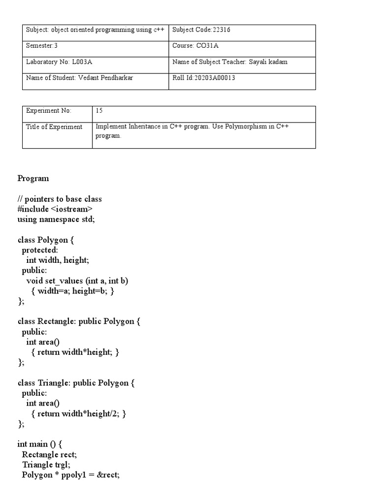 OOP Practical 15 | PDF | C++ | Pointer (Computer Programming)