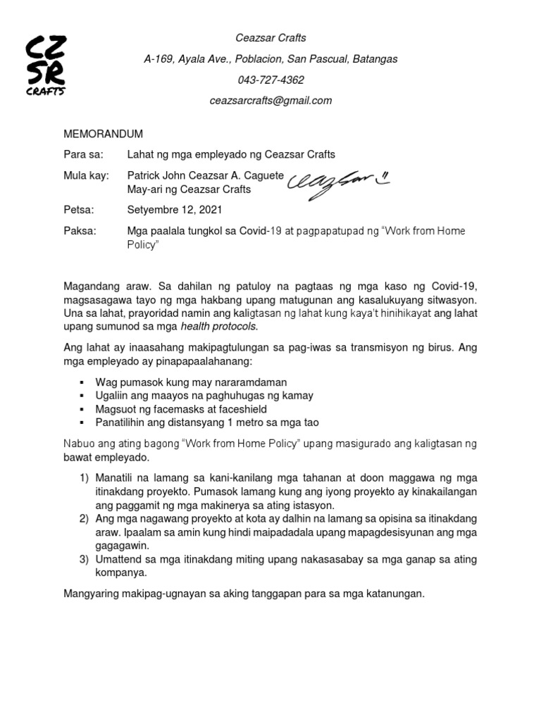 Memorandum Halimbawa | PDF