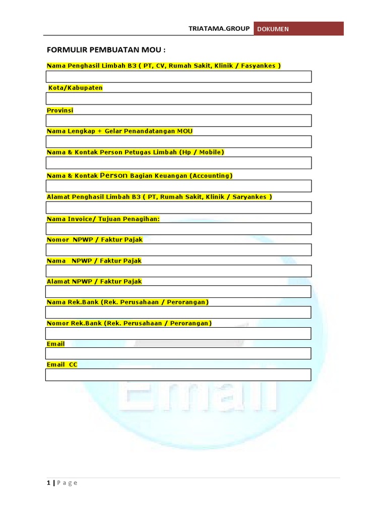 Formulir Pembuatan Mou | PDF