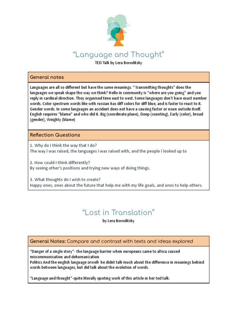 Ted Talk Language Thought | PDF