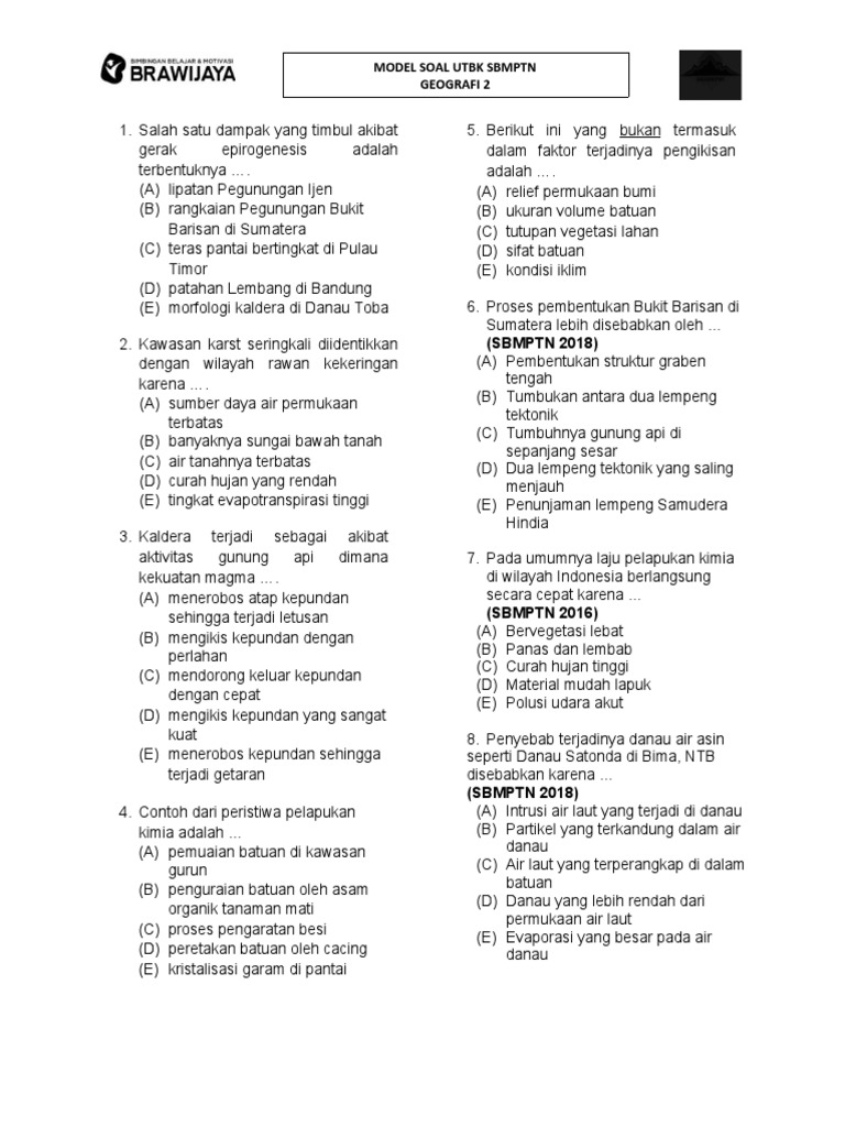 Latihan Soal Utbk Geografi 2 | PDF