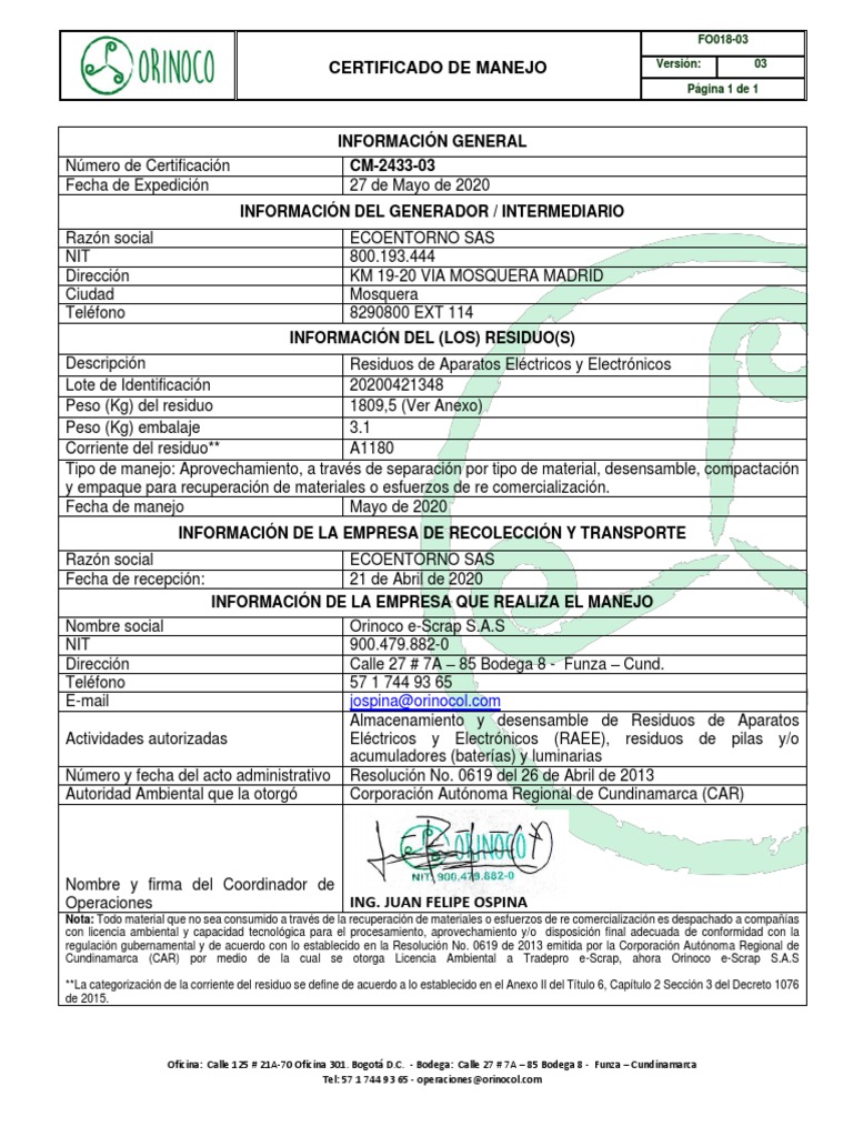 Acta 8 | PDF | Residuos | Bogotá