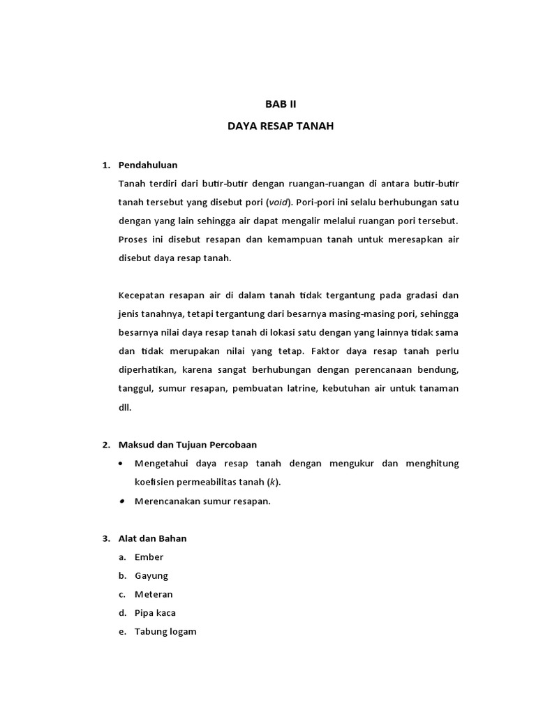 Daya Resap Tanah dan Perencanaan Sumur | PDF | Metode & Bahan Ajar