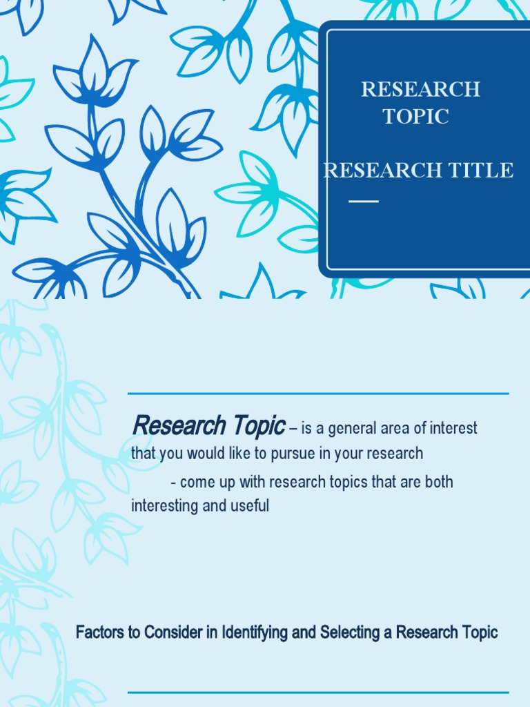 Research Topic Selection Guide | PDF | Cognition | Science