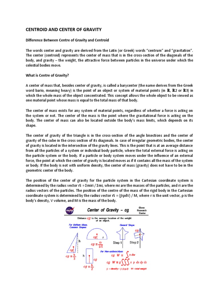 Centroid & Center of Gravity | PDF | Center Of Mass | Gravity