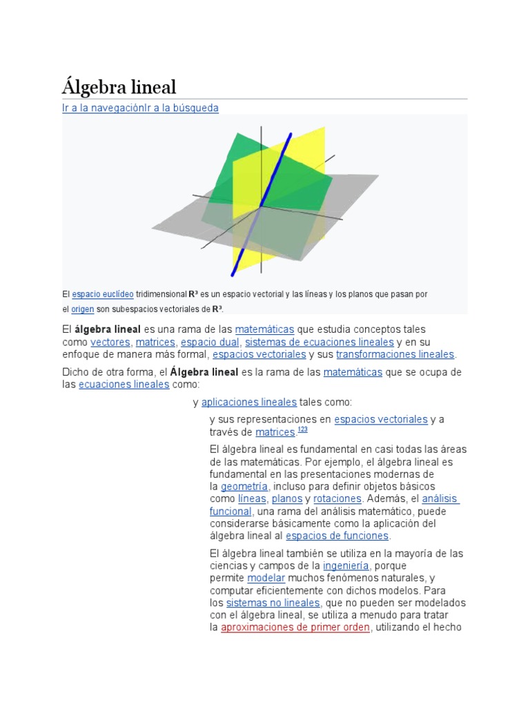 Algebra Lineal | PDF | Álgebra lineal | Espacio vectorial