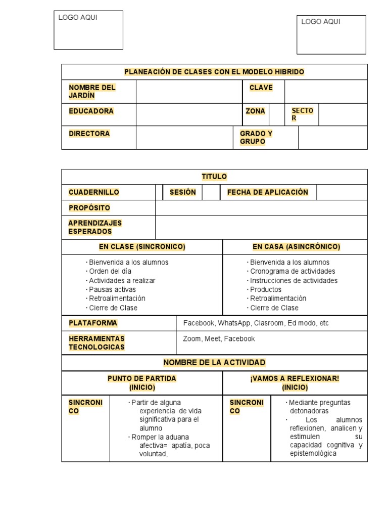 07 Planeacion de Clases Modelo Hibrido 1 | PDF | Enseñando | Pedagogía