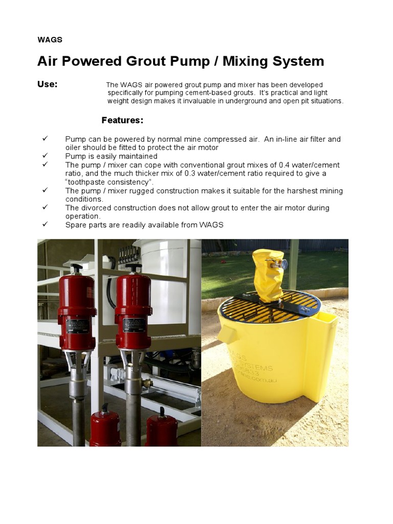 Wags Grout Pump Manual | PDF | Pump | Valve