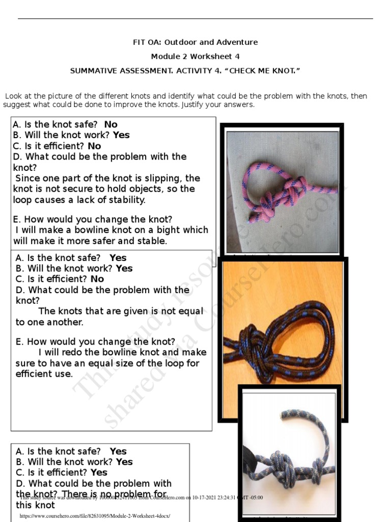 Module 2 Worksheet 4 | PDF | Knot | Ropework