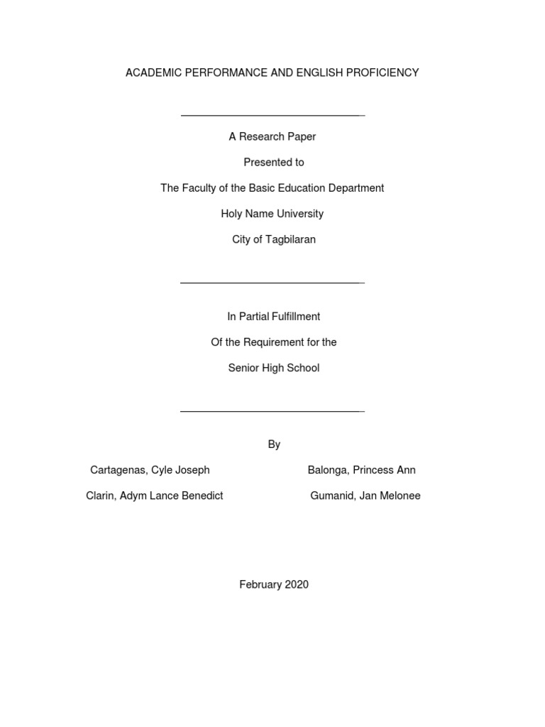 Academic Performance and English Proficiency - Research | PDF ...
