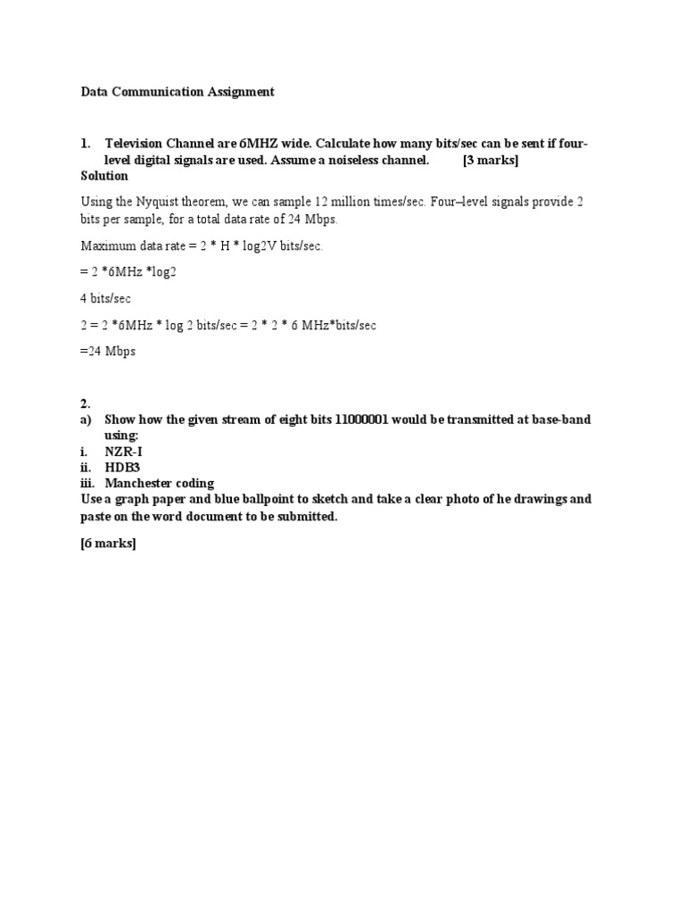 Data Communication Assignment | PDF