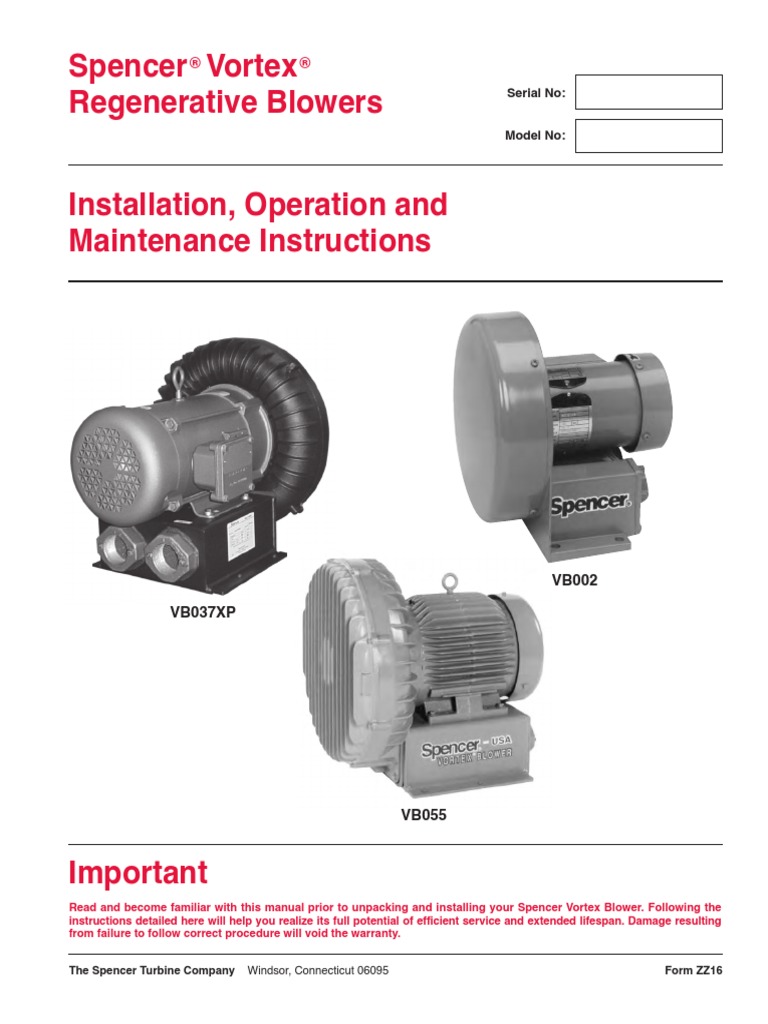 ZZ Vortex Regenerative Blowers | PDF | Electric Motor | Screw