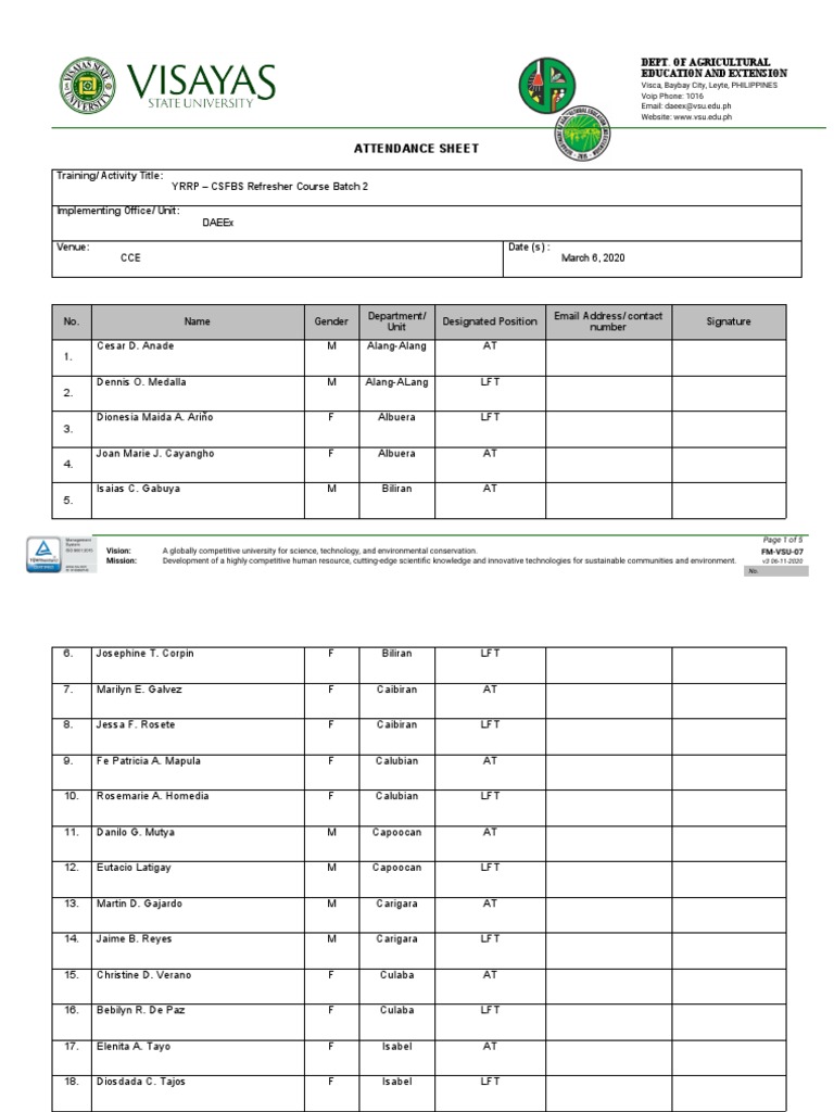 ATTENDANCE Refresher b-2 | PDF | Science And Technology | Natural Environment