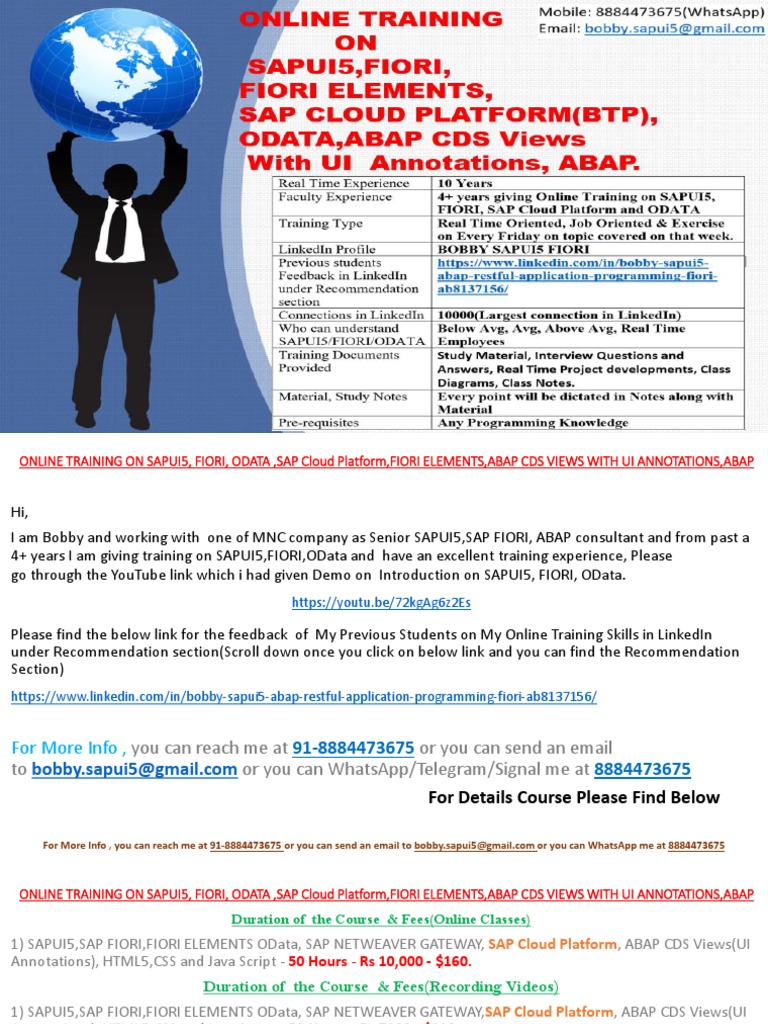 Online Training On Sapui5 Sap Fiori Sap Cloud Platform (BTP) | PDF | Web Application | Java Script