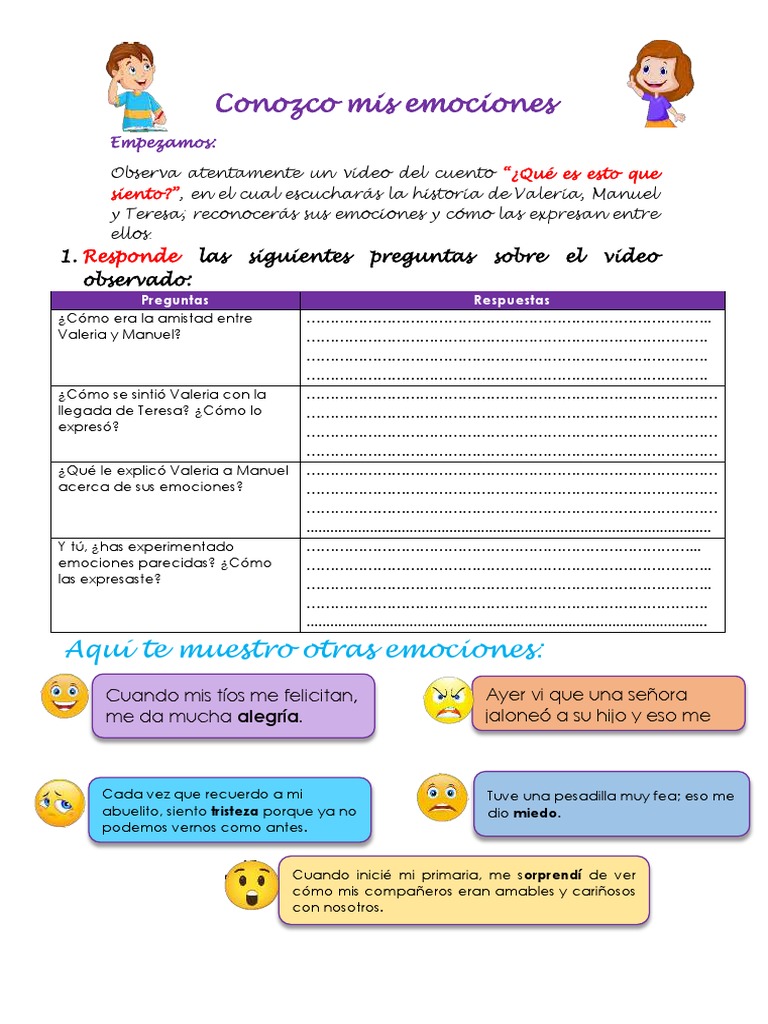 Conociendo y Expresando Mis Emociones | PDF | Las emociones