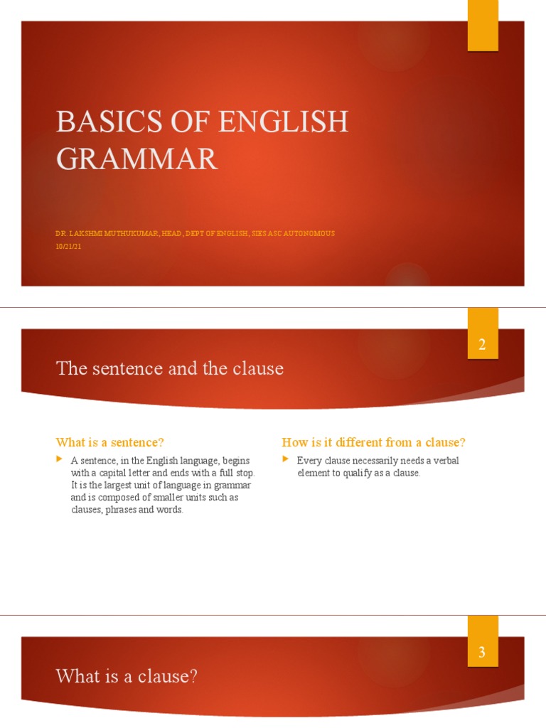 Basics of English Grammar | PDF | Sentence (Linguistics) | Clause