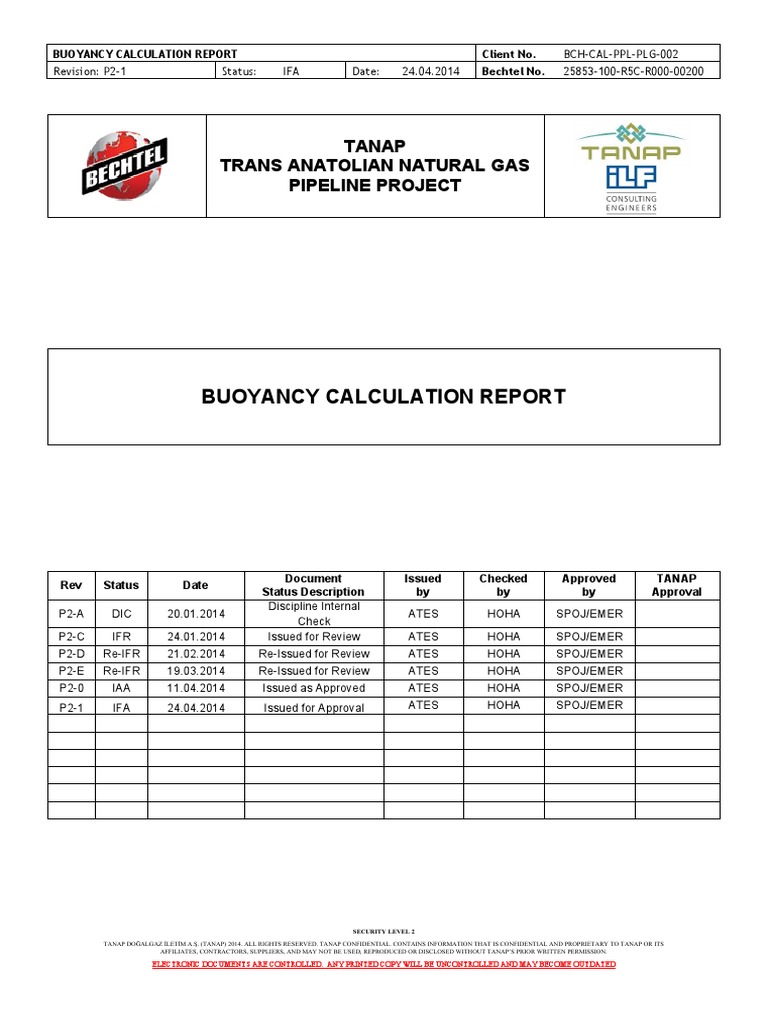 Buoyancy Calculation Report: Tanap Trans Anatolian Natural Gas Pipeline Project | PDF | Pipe ...