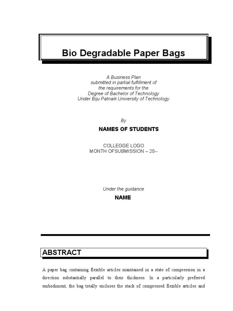Bio Degradable Paper Bags | PDF | Biodegradation | Paper